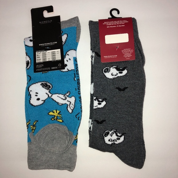 Peanuts | Underwear & Socks | Peanuts Snoopy Mustache 2 Pr Crew Socks New | Poshmark